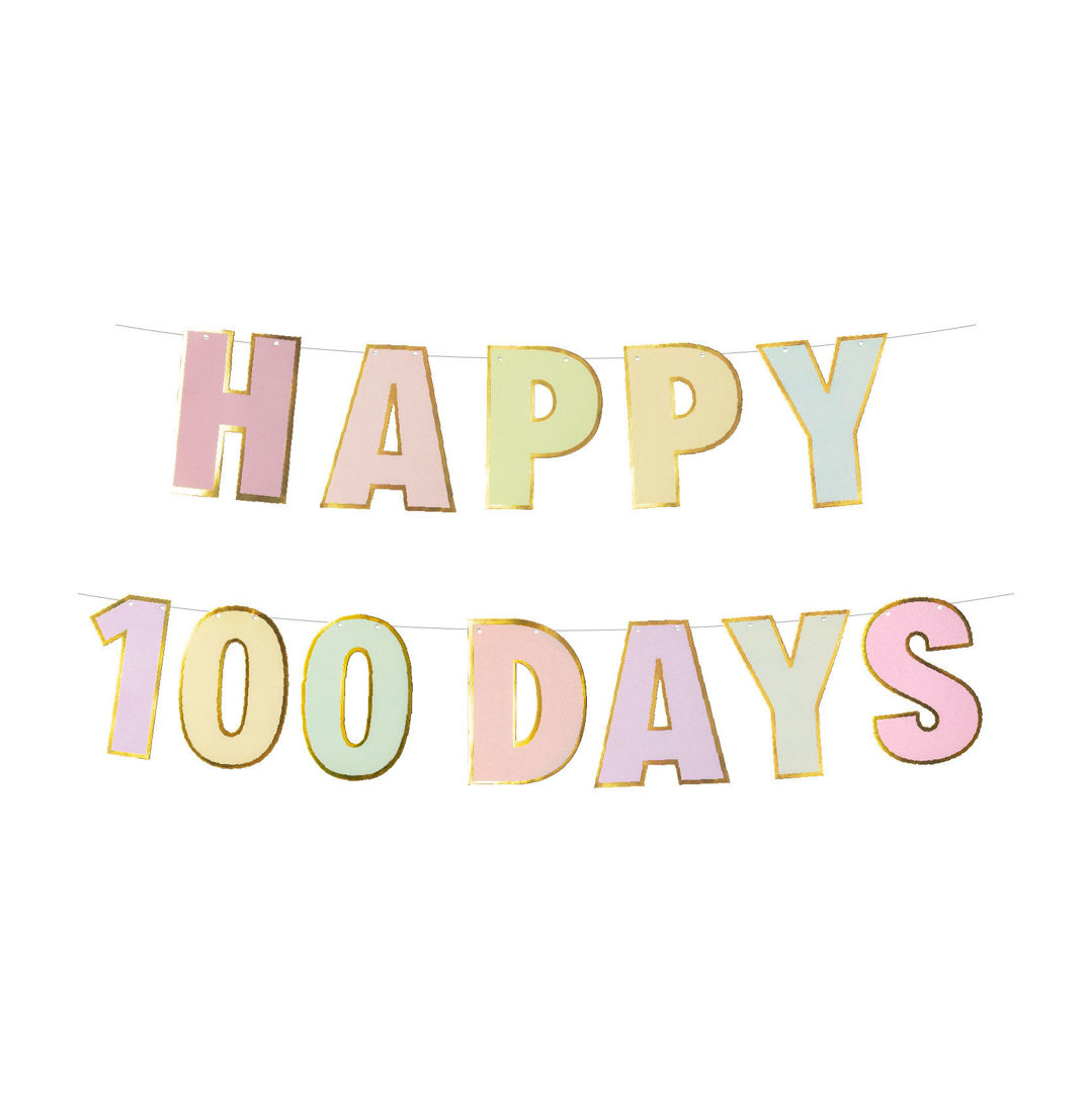 Happy 100 Days 馬卡龍色派對掛旗 - Twinkle Baker Décor